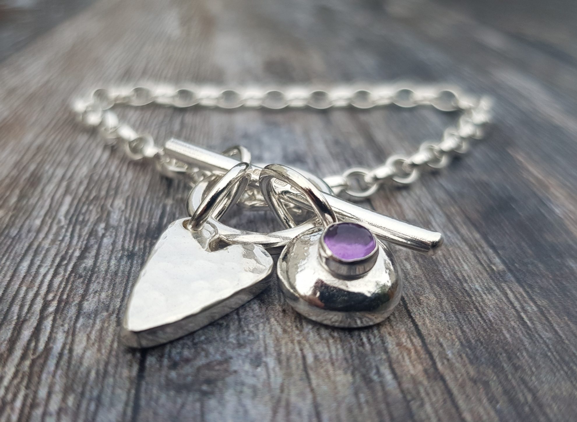 Heart and Gemstone Pebble Charm Bracelet – Silverpickle
