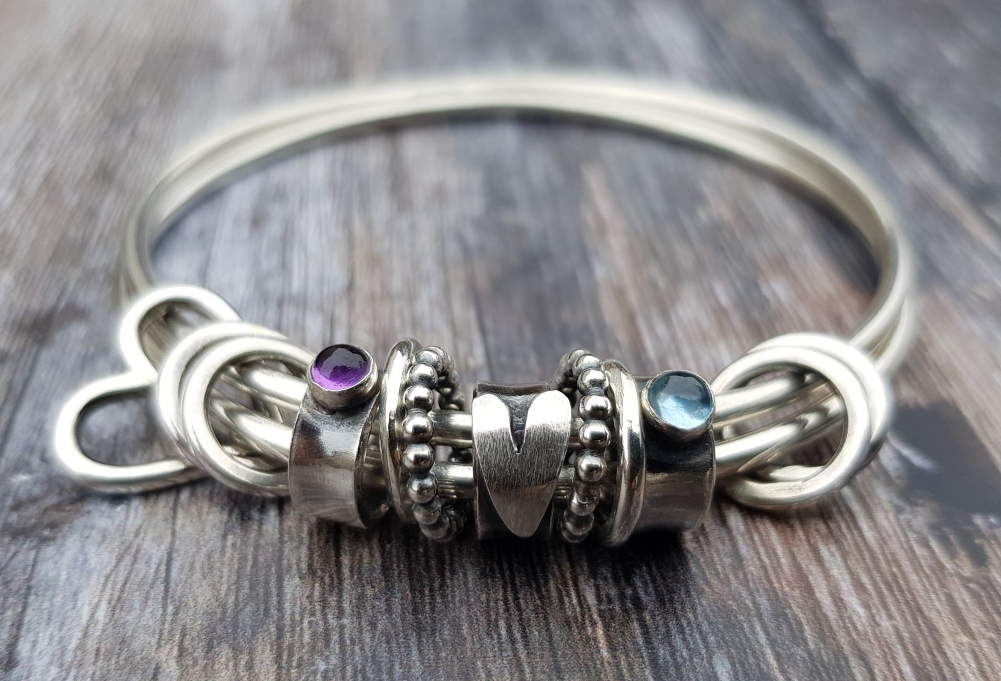 Hebridean Bangle with Amethyst and Swiss Topaz – Silverpickle